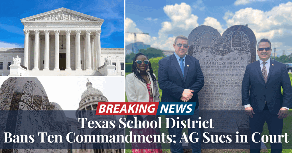 Breaking! Texas School District Bans Ten Commandments; AG Sues in Court ...